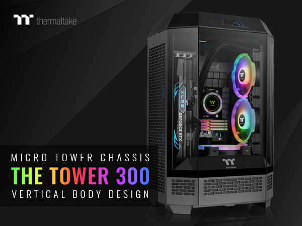 Thermaltake Tower 300 Black Micro-ATX Case; 2x140mm CT Fan Included; Support Up to 420mm ...